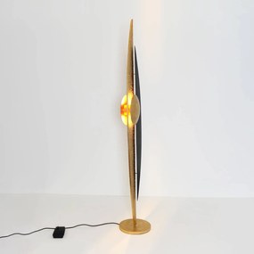 LED stojací lampa La Presa, zlatá/černá/hnědá