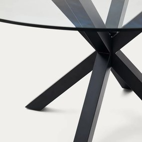 OnaDnes -20% Skleněný jídelní stůl Kave Home Argo 150 cm s černou kovovou podnoží