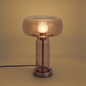 Elegantní hotelová stolní lampa tmavě bronzová s hnědým sklem - Amara