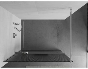 Mexen Kioto, sprchová zástěna s poličkou a ramínkem na ručníky 70 x 200 cm, 8mm sklo s žebrovým vzorem, chromový profil, 800-070-121-01-09