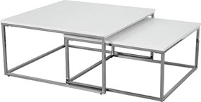 Konferenční stolky, set 2 ks, chrom/bílá, ENISOL TYP 1