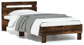 Rám postele s čelem kouřový dub 90 x 200 cm kompozitní dřevo - Default Title
