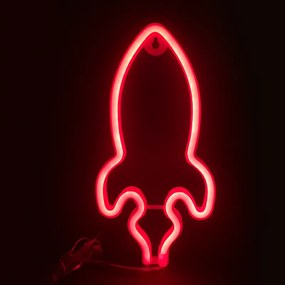 Nástěnná LED dekorace Neon Rocket Červená