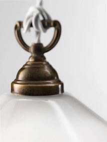 Il Fanale 212.10.OV Tabia, závěsné svítidlo z mosazi a bílého skla, 2x15W LED E27, průměr 30cm