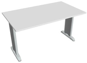 Stůl jednací rovný 140 cm - Hobis Flex FJ 1400 Dekor stolové desky: bílá, Barva nohou: Stříbrná