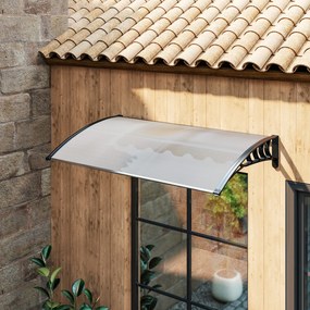 Outsunny stříška na vchodové dveře oblouková stříška 90x150cm z polykarbonátu s UV ochranou v bílé barvě pro optimální ochranu před povětrnostními vl…