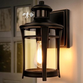 Lamomo Venkovní lampa s pohybovým senzorem, 3 režimy osvětlení Černá