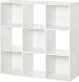 HOMCOM Knihovna 3-patrová Skříň s Úložným Prostorem 9 Krychlových Modulů Samostatný Regál Rozdělovací Stojan 91,5x29,5x91,5cm Dřevo