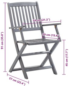 vidaXL Marketos Skládací zahradní židle s poduškami 8 ks masivní akácie