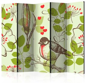 Paraván - Bird and lilies vintage pattern II [Room Dividers]