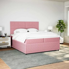 Box spring postel s matrací růžová 200x200 cm samet 3292435