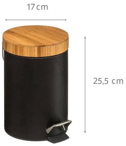 5five Simply Smart Koupelnový koš na odpadky, černý, 3 l