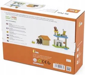 VIGA Dřevěná sada Domácí zvířátka / Pes, kočka, králík, papoušek / s d