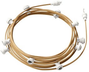 creative cables Hotový světelný řetěz LUMET 12,5 m je sestavený z 10 bílých objímek, háčku a zástrčky Barva kabelu: Neutrální - CN06