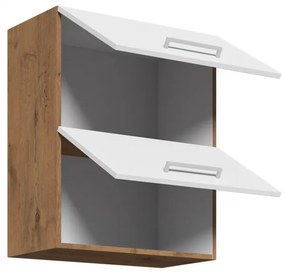 Dvoudvěřová horní kuchyňská skříňka Woodline 60 GU-72 2F, Barva: Dub lancelot / bíly lesk