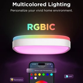 Govee - LED RGBIC Stmívatelné stropní svítidlo LED/24W/230V 2700-6500K Wi-Fi