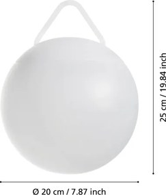 Eglo 75815 - LED RGB Stm. venkov. svítidlo POGGIOBELLO LED/2600 mAh IP44 bílá+DO