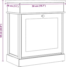 vidaXL Marketos Botník bílý 50 x 28 x 58 cm dřevo pavlovnie