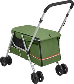 Skládací kočárek pro psa zelený 100 x 49 x 96 cm lněná tkanina 172204