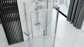 Rea Rapid Slide, 3-stěnová sprchová kabina 130 (dveře) x 80(stěna) x 80(stěna) x 195 cm, 6mm čiré sklo, chromový profil, KPL-09109