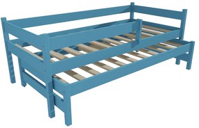 Vomaks Dětská postel s výsuvnou přistýlkou DPV 017 se zábranou Rozměr: 90 x 200 cm, Barva: barva modrá