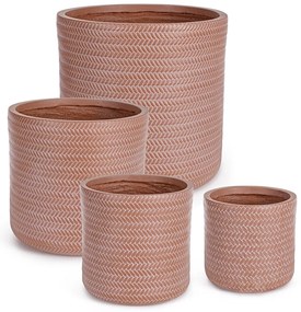 BIZZOTTO Set 4 kulatých květináčů TRESSAGE terakota 0790642