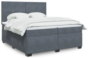 Box spring postel s matrací tmavě šedá 200x200 cm samet 3290997