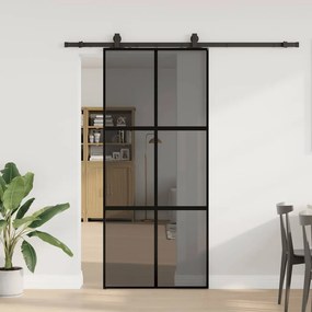 Posuvné dveře se sadou kování černé 90x205 cm Tvrzené sklo 3375887