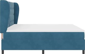 Postel s boxspringem s čelo Tmavě modrá 200 x 200 cm samet 3340950
