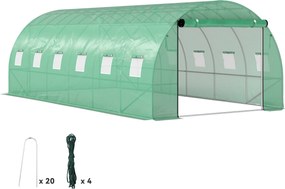 Skleník Outsunny 300x600x200cm - Plachtový skleník s dveřmi, 12 okny, pozinkovaná ocelová tunelová folie, 170 g/m² PE, stabilní rostlinný tunel, sklen