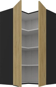 CREMONA cc | horní kuchyňská skříňka 60x60 GN-108 2F (90°) rohová s policemi | EXTRA VYSOKÁ | 60x60 cm | černá/cremona