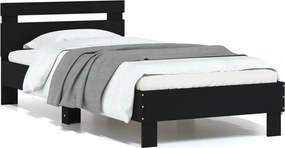 vidaXL Rám postele s čelem a LED osvětlením 75 x 190 cm [838756] Barva: Černá