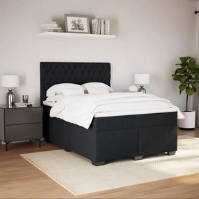Box spring postel s matrací černá 160x200 cm samet 3293262