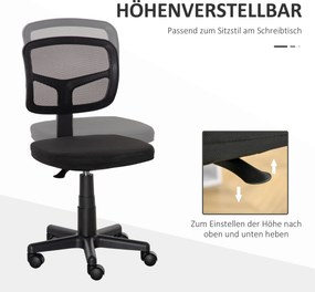 Vinsetto Ergonomická síťová kancelářská židle 360° otočná s nastavovací výškou, prodyšným bederním opěradlem a bezpodmínečnými kolečky 43x48x77,5-89,…