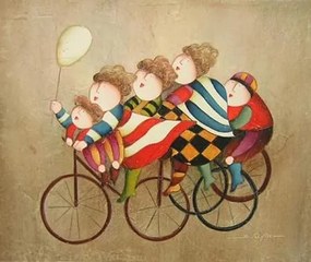 Děti na kolech - 50 x 60 cm