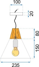 Toolight Scandi C, stropní svítidlo 1xE27 SCANDI C WHITE APP061-1CP, bílá-hnědá, OSW-00106
