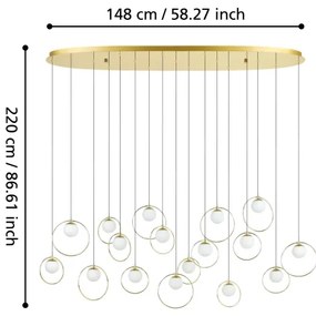 Eglo 390348 - LED Stmívatelný lustr na lanku PORTOCOLOM 17xLED/3W/230V zlatá