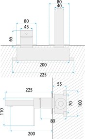 Rea Arlo, podomítková umyvadlová baterie 200 mm + BOX instalační systém, zlatá matná, REA-B5611