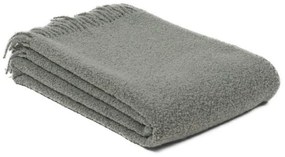 Kampol Deka z merino vlny Bukle 140x200 šedá s třásněmi