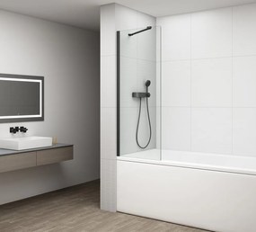 Polysan FISA vanová zástěna 800 x 1500 mm černá mat čiré sklo FS1082-B