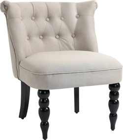 HOMCOM Relaxační křeslo vintage polohovací křeslo 67x67x78 cm, lněný potah dřevěný rám béžovo-černý, ideální do jídelny a obývacího pokoje