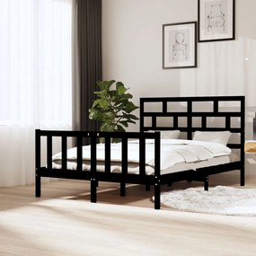 Rám postele černý masivní borovice 140 x 200 cm,  3101352