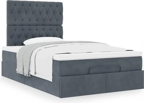 Osmanský rám postele s matracemi tmavě šedá 120x200cm samet 3313536