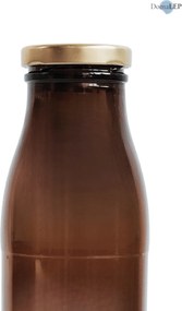 Skleněná láhev na mléko 500 ml hnědá se zlatým víčkem JOTA