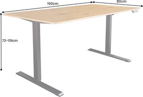 Výškově nastavitelný psací stůl Jayden 160 cm přírodní dub