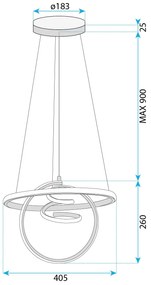 Toolight Toolight, LED závěsné svítidlo 3x20W, 4000K, G066-CP, zlatá lesklá, OSW-08699