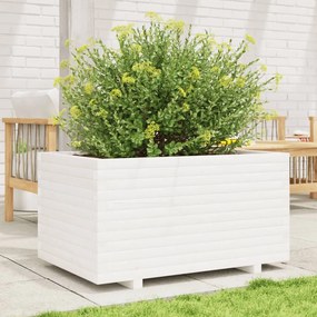 Zahradní truhlík bílý 90 x 60 x 49,5 cm masivní borové dřevo 3282565
