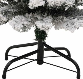 Úzký umělý vánoční stromek zasněžený zelený 150 cm PVC 320953