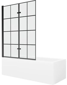 Mexen Cubik obdélníková vana 170 x 70 cms pláštěm 2-křídlovou zástěnou 120 cm, Černý vzor - 550317070X9212027077