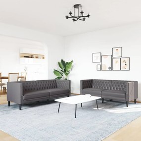 2dílná sedací souprava Chesterfield šedá umělá kůže 3209277